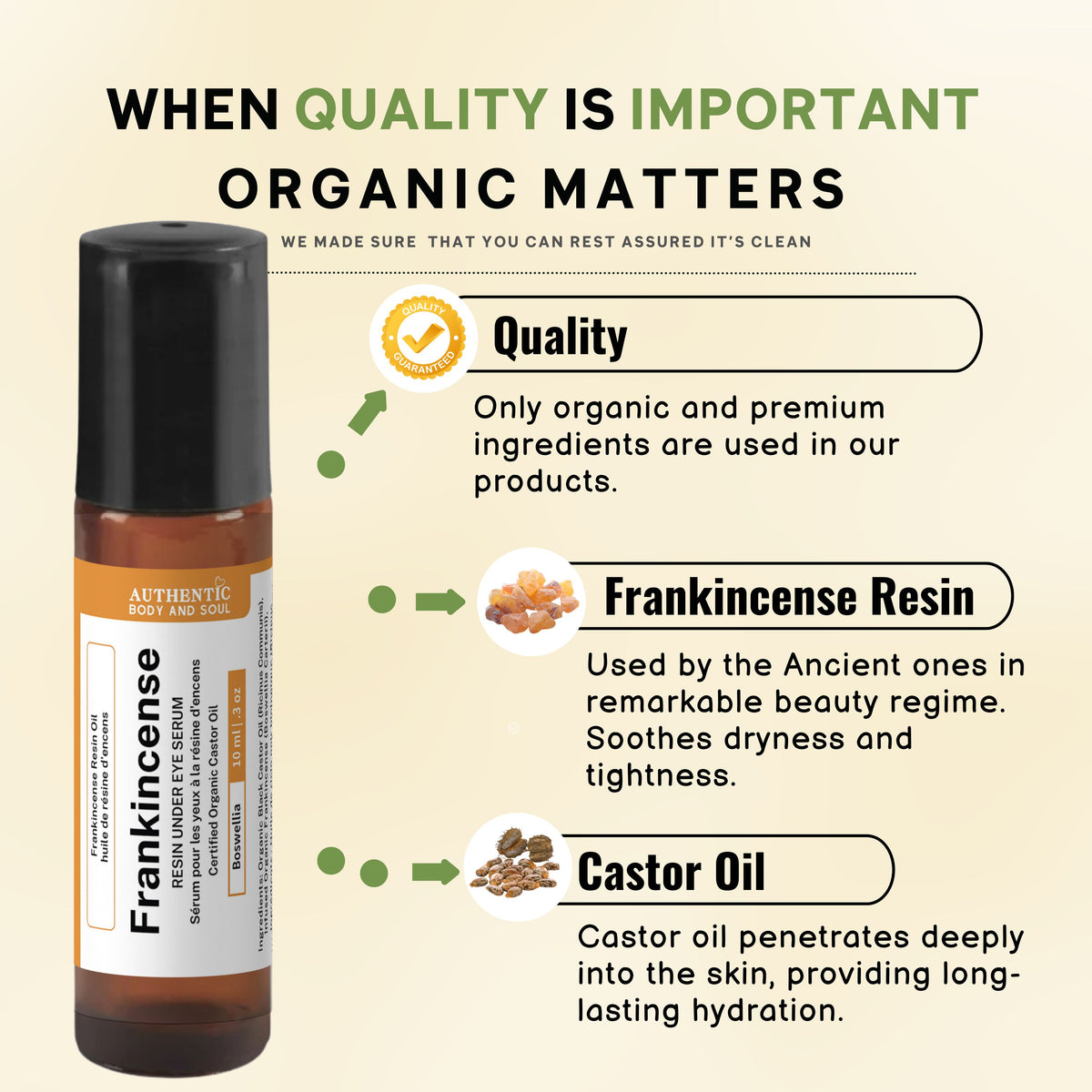 Frankincense resin under eye serum with castor oil– Authentic Body and Soul