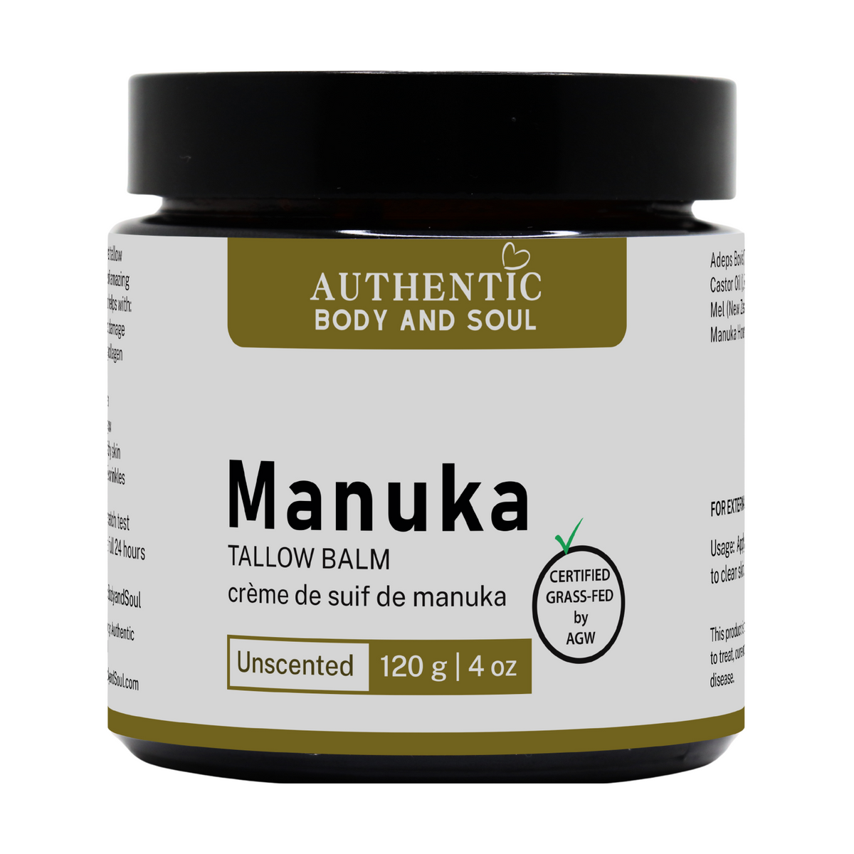 Certified Tallow Manuka Honey Skin Cream - Authentic Body and Soul