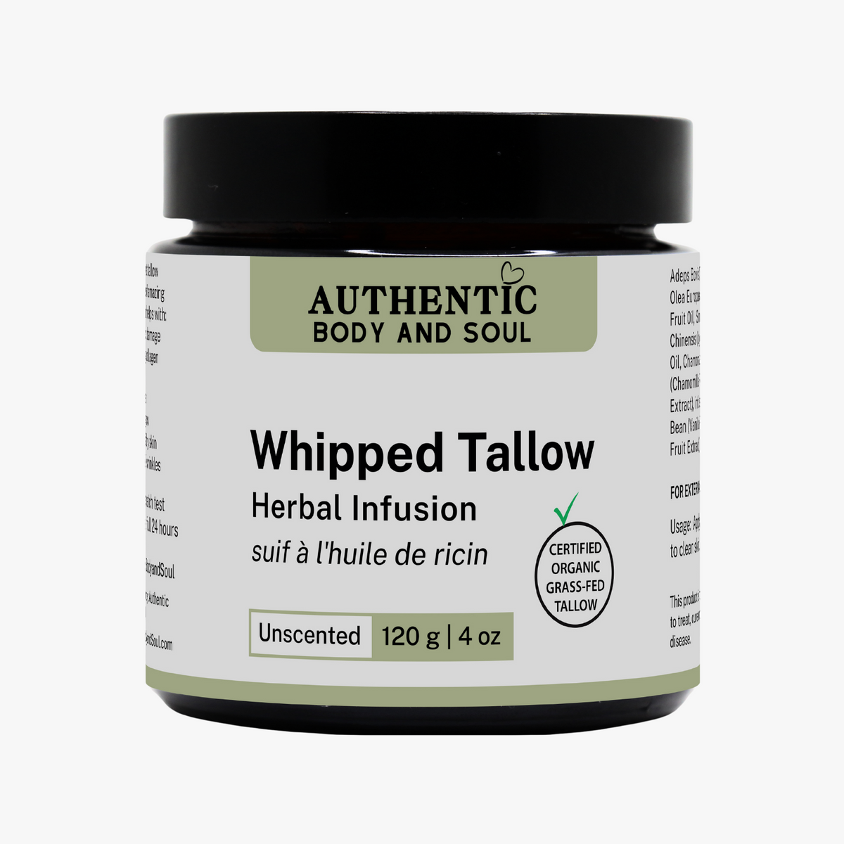 Grass Fed Tallow Balm - Certified Organic Tallow Cream– Authentic Body ...